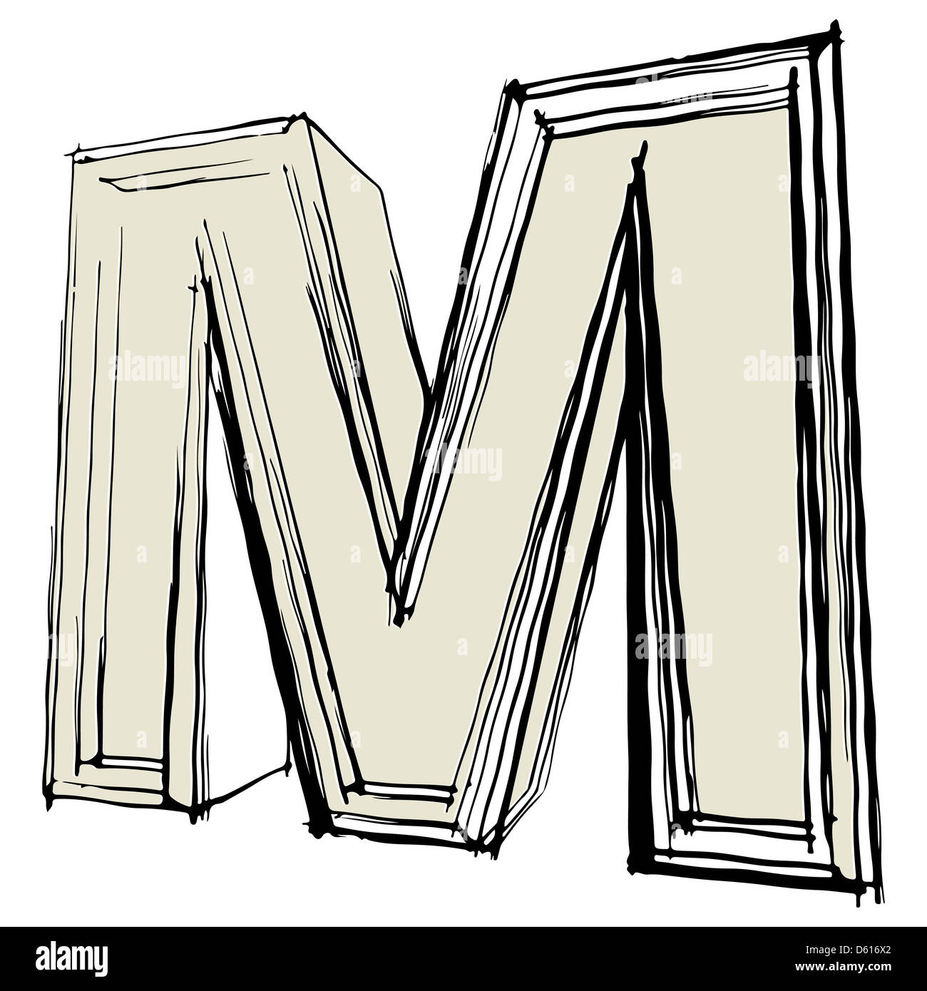 sketchy letter M isolated on white background Stock Photo - Alamy