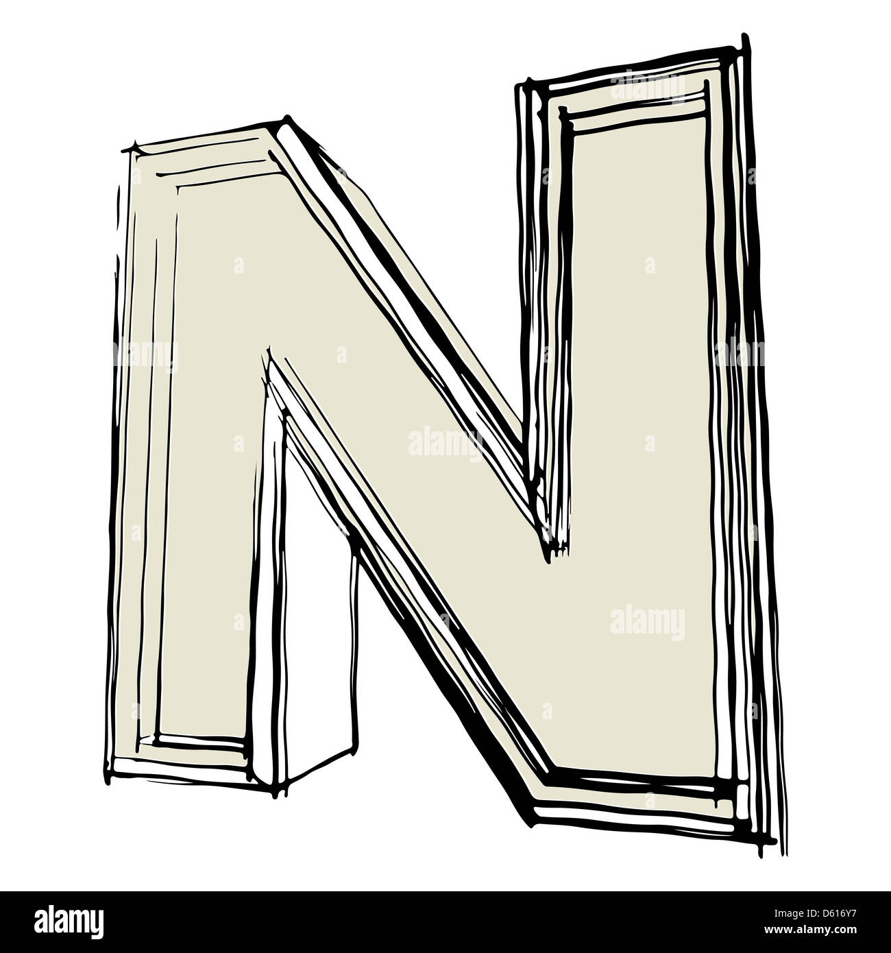 sketchy letter N isolated on white background Stock Photo - Alamy