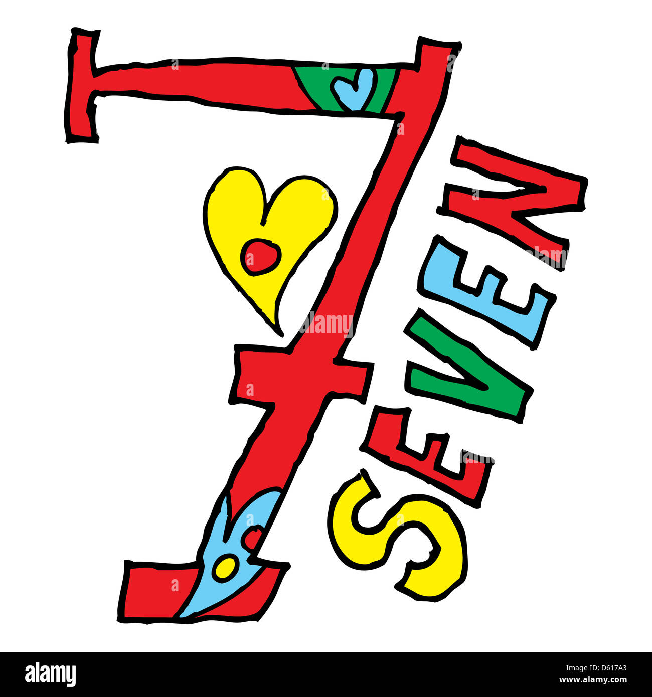 Childish graffiti numerals doodle number hi-res stock photography and ...