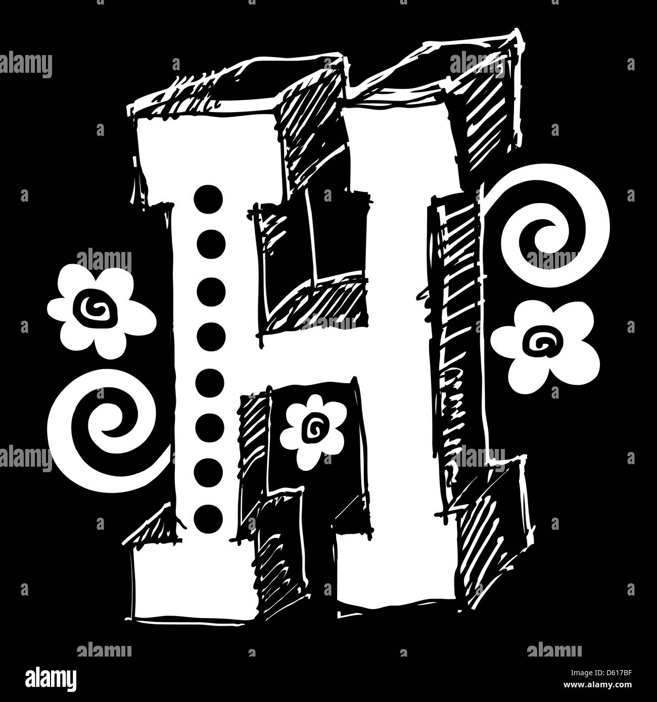 funny contre-jour ABC, hand drawn letter H Stock Photo - Alamy