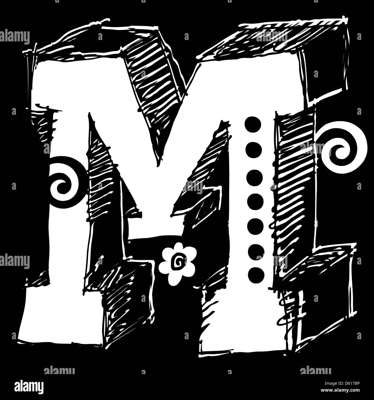 funny contre-jour ABC, hand drawn letter M Stock Photo - Alamy