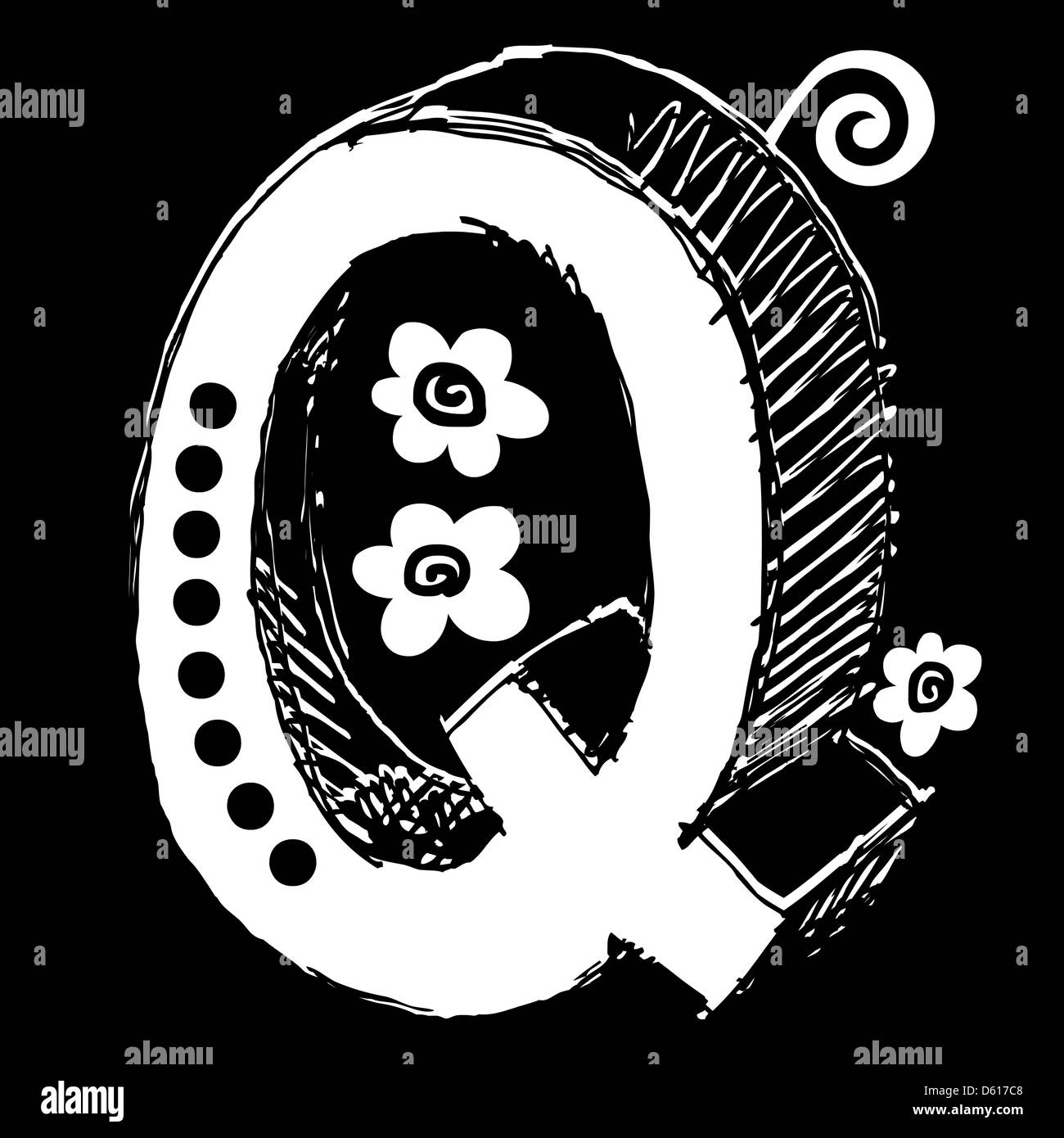 funny contre-jour ABC, hand drawn letter Q Stock Photo - Alamy