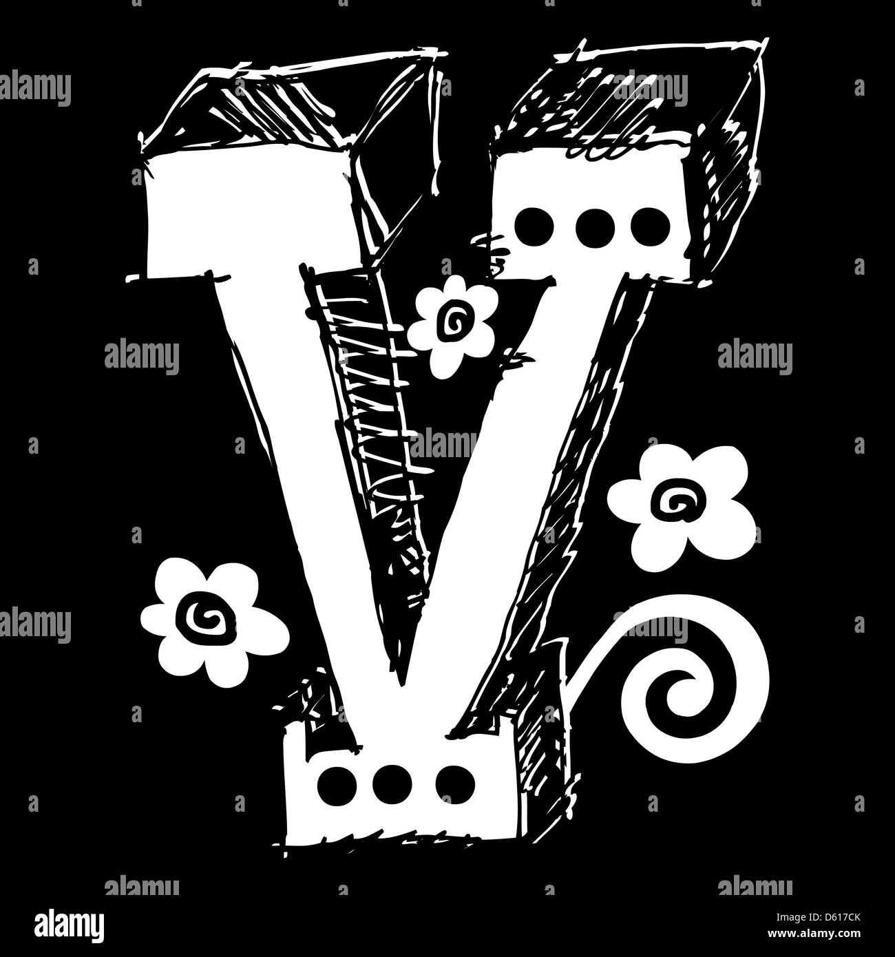 funny contre-jour ABC, hand drawn letter V Stock Photo - Alamy