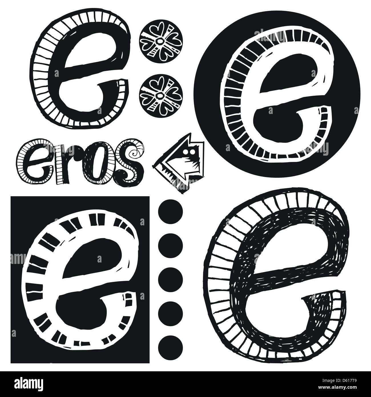 scribble alphabet, crazy doodle E Stock Photo - Alamy