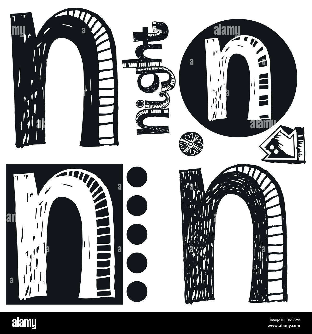 scribble alphabet, crazy doodle N Stock Photo - Alamy