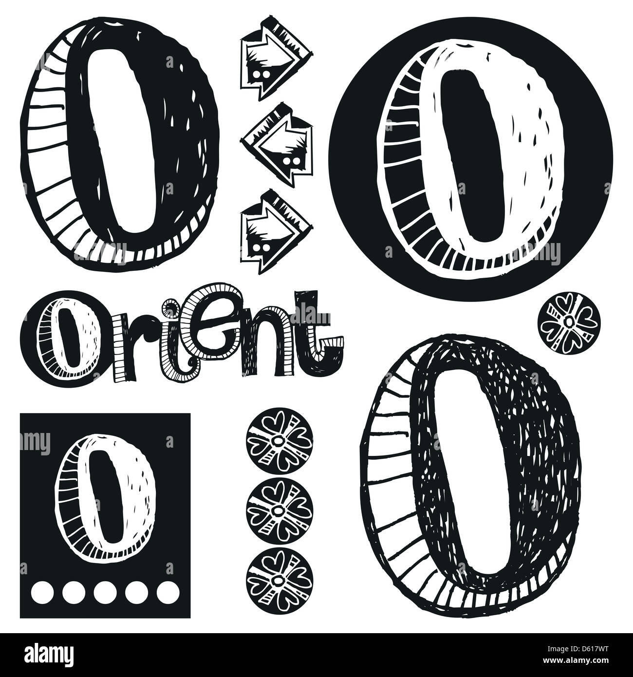 scribble alphabet, crazy doodle O Stock Photo - Alamy