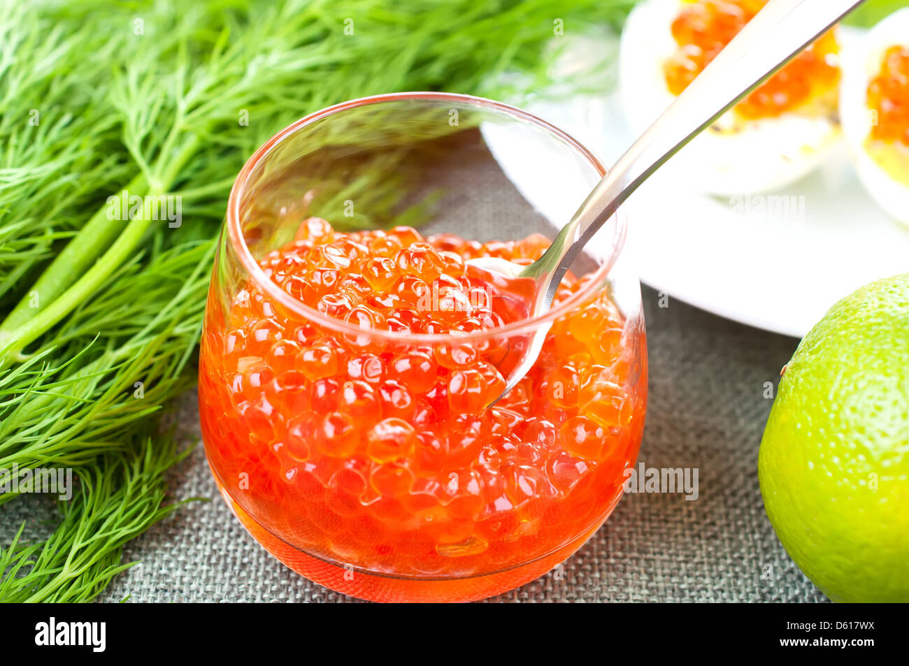 Red caviar in glass Stock Photo - Alamy