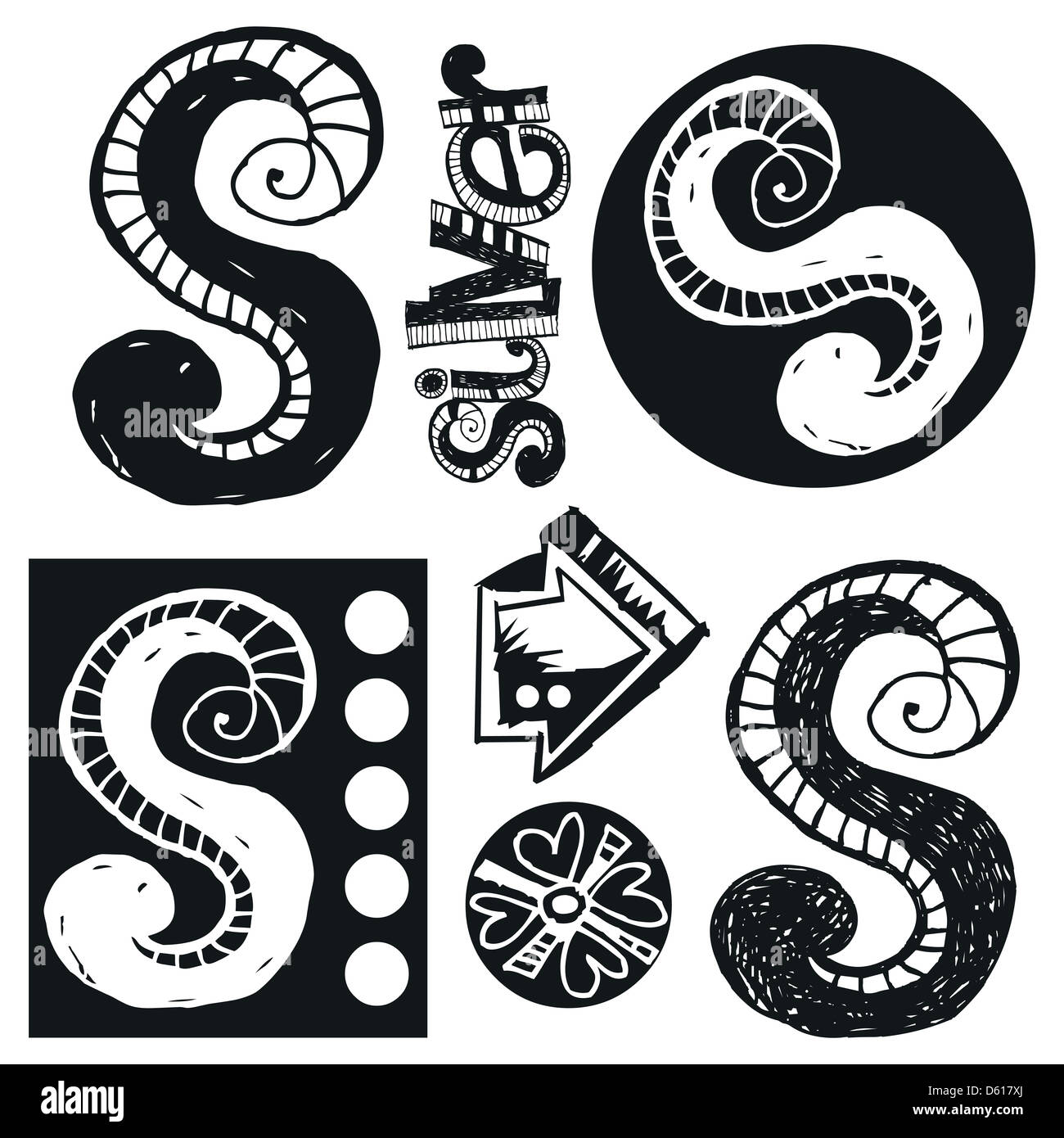 scribble alphabet, crazy doodle S Stock Photo - Alamy