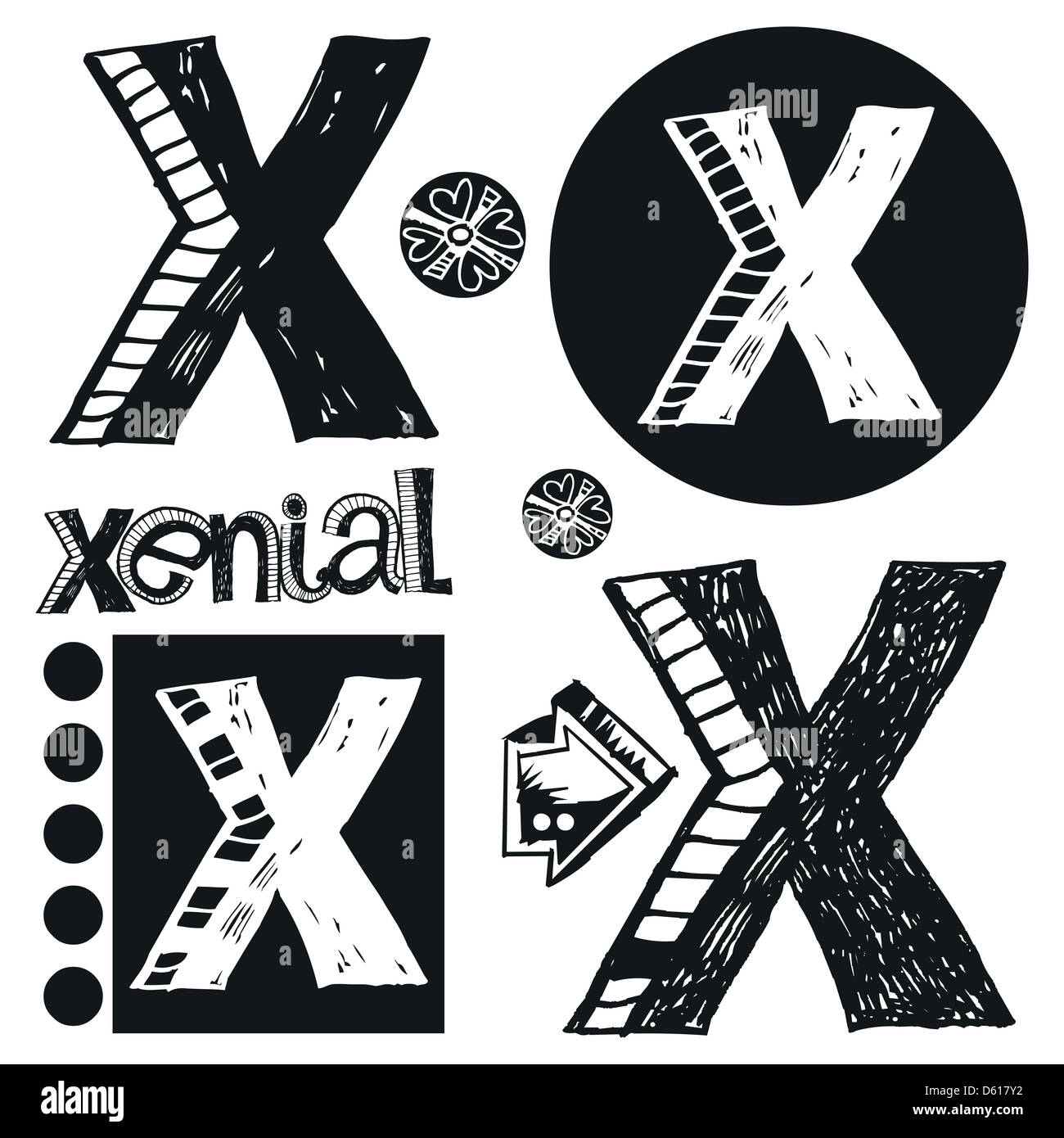 scribble alphabet, crazy doodle X Stock Photo - Alamy