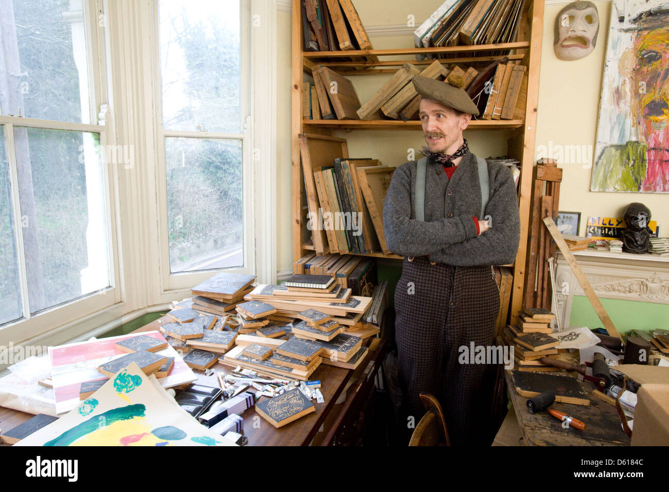 Billy Childish Artist and Musician photographed at home in Chatham ...