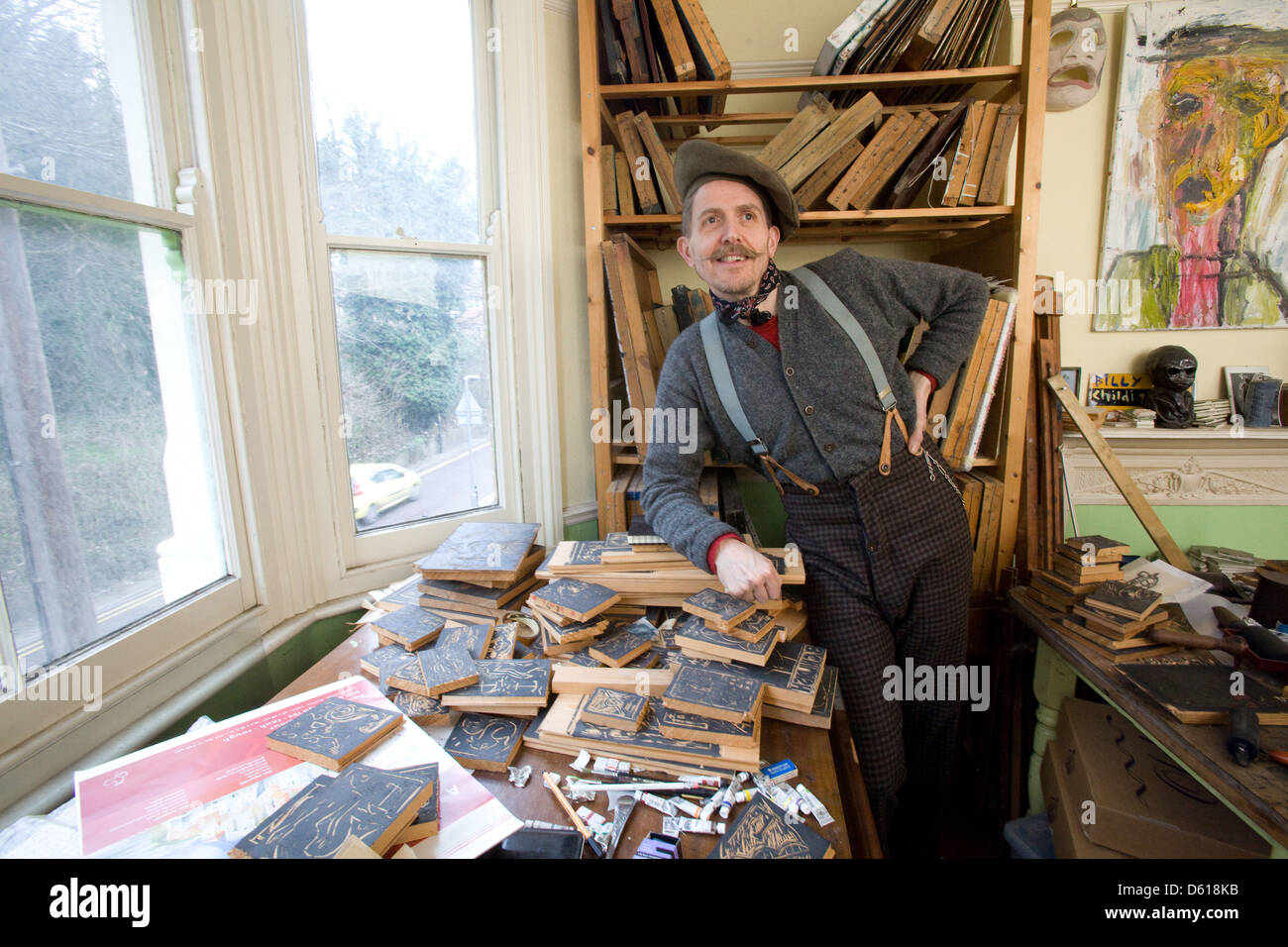 Billy Childish Artist and Musician photographed at home in Chatham ...