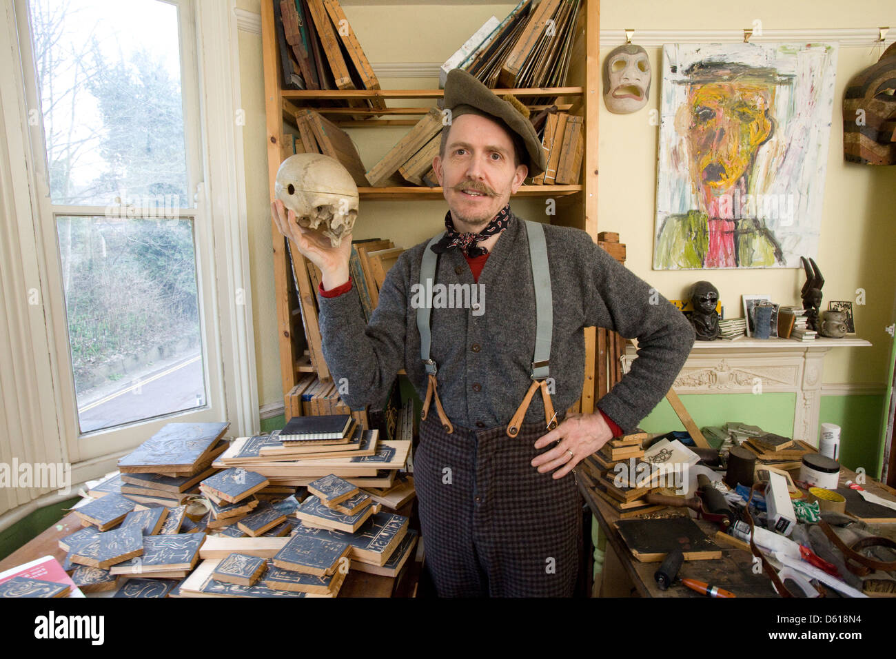 Billy Childish Artist and Musician photographed at home in Chatham ...