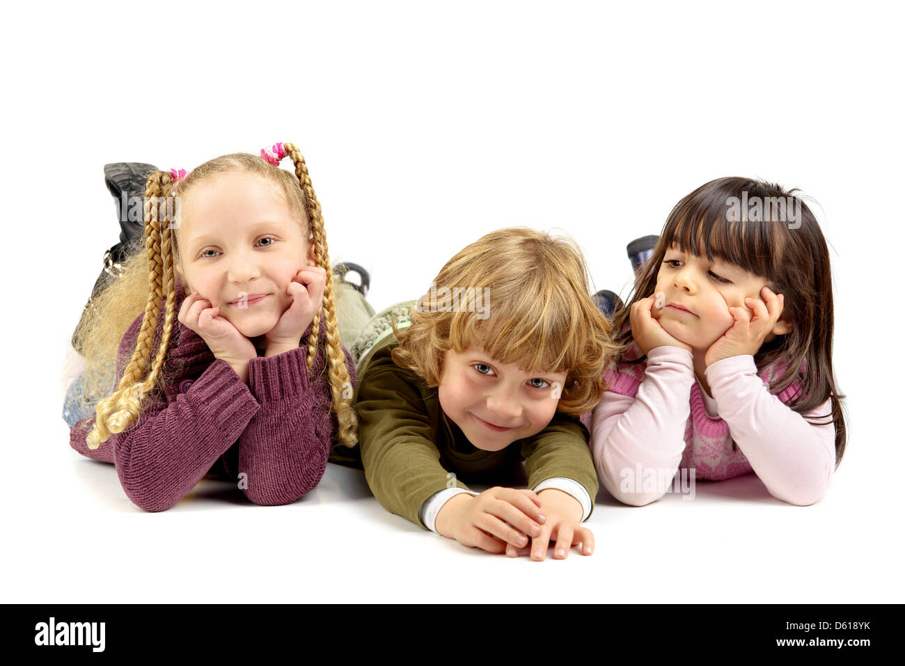 Group of children posing isolated in white Stock Photo - Alamy