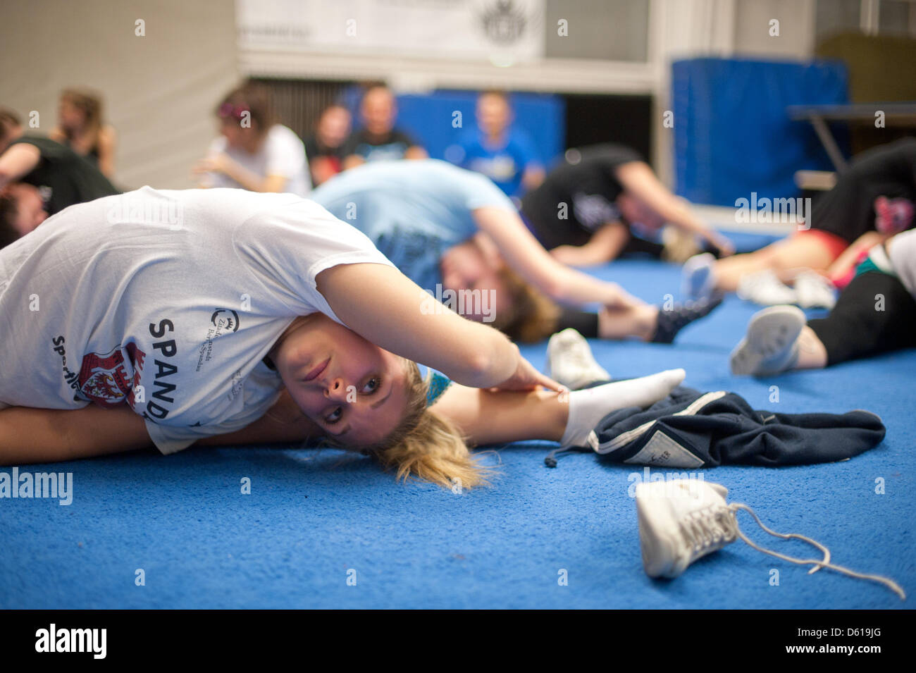 The German cheerleaders 'Berlin Legends' attend a practice session in ...