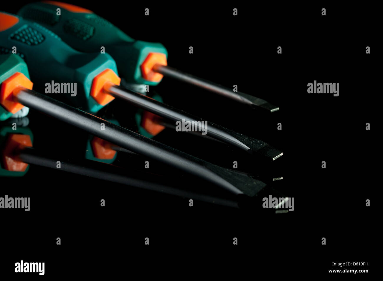 Screwdrivers on black background Stock Photo - Alamy