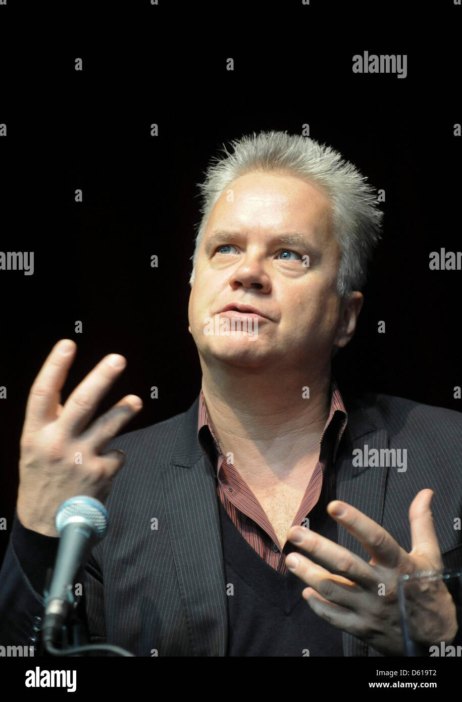 American actor and director Tim Robbins talks during a press conference ...