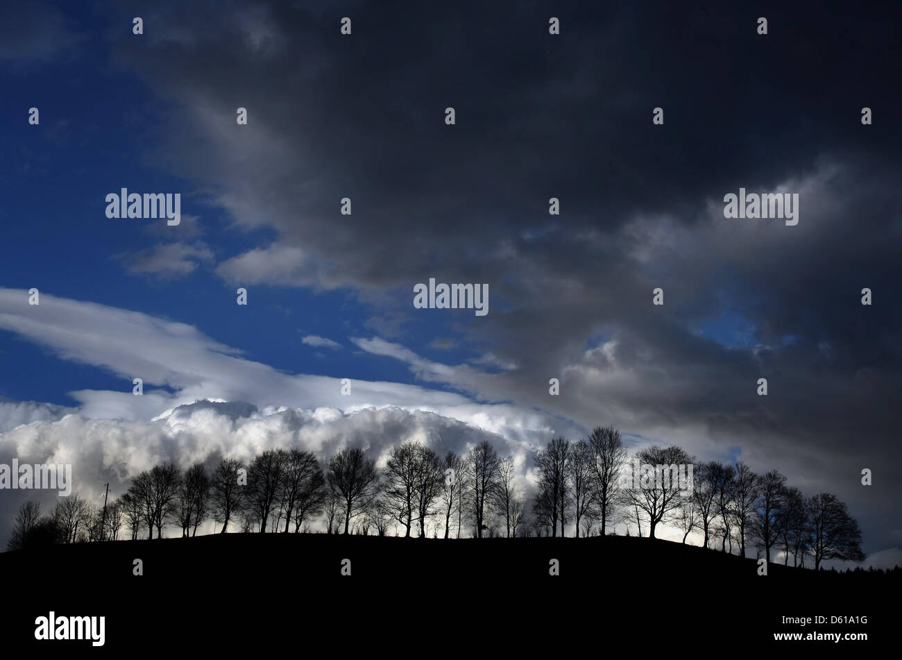 A spectacular cloudy sky is pictured above an Allgaeu landscape near ...