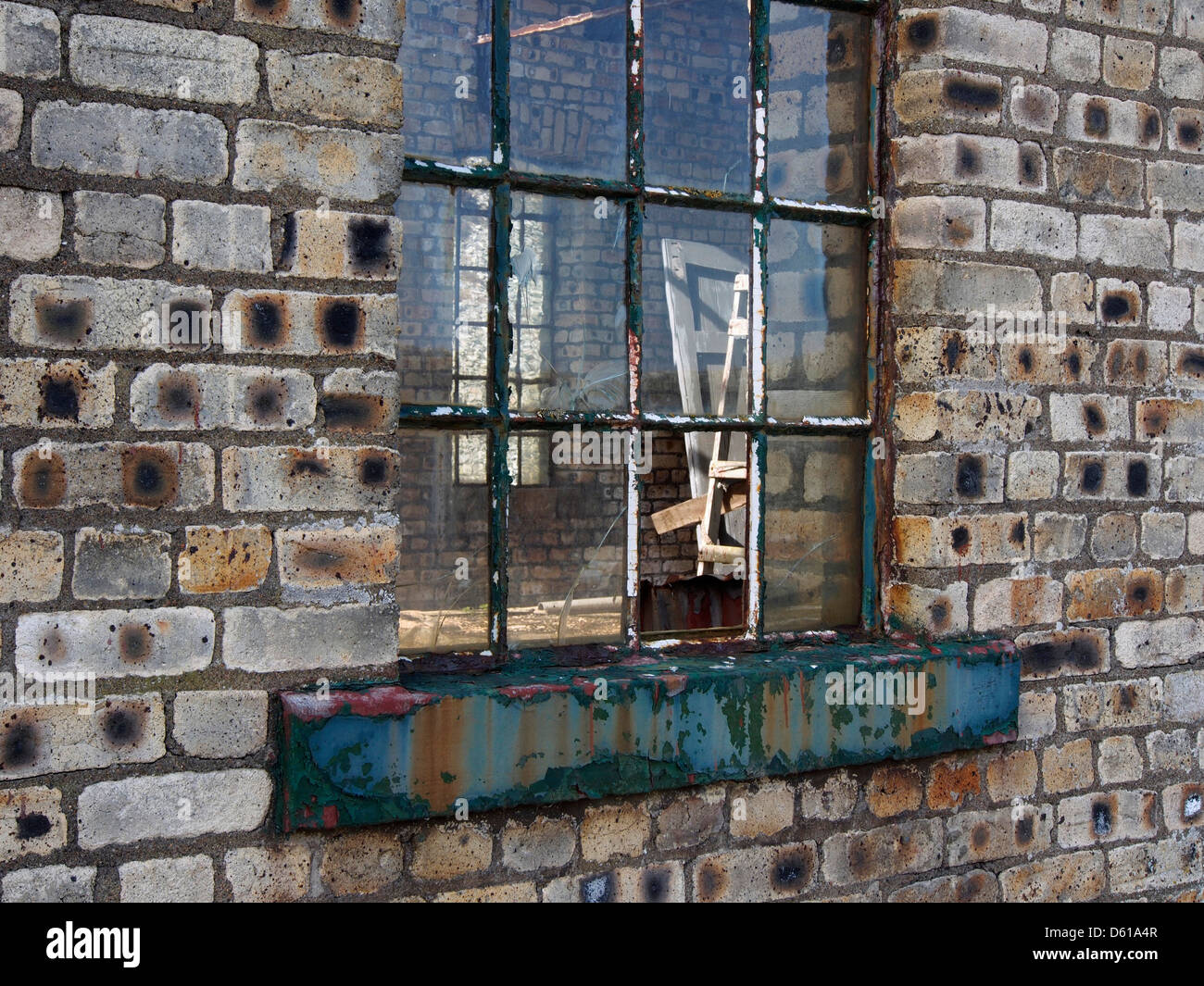Broken window in ruined house, Ailsa Craig, Scotland Stock Photo - Alamy