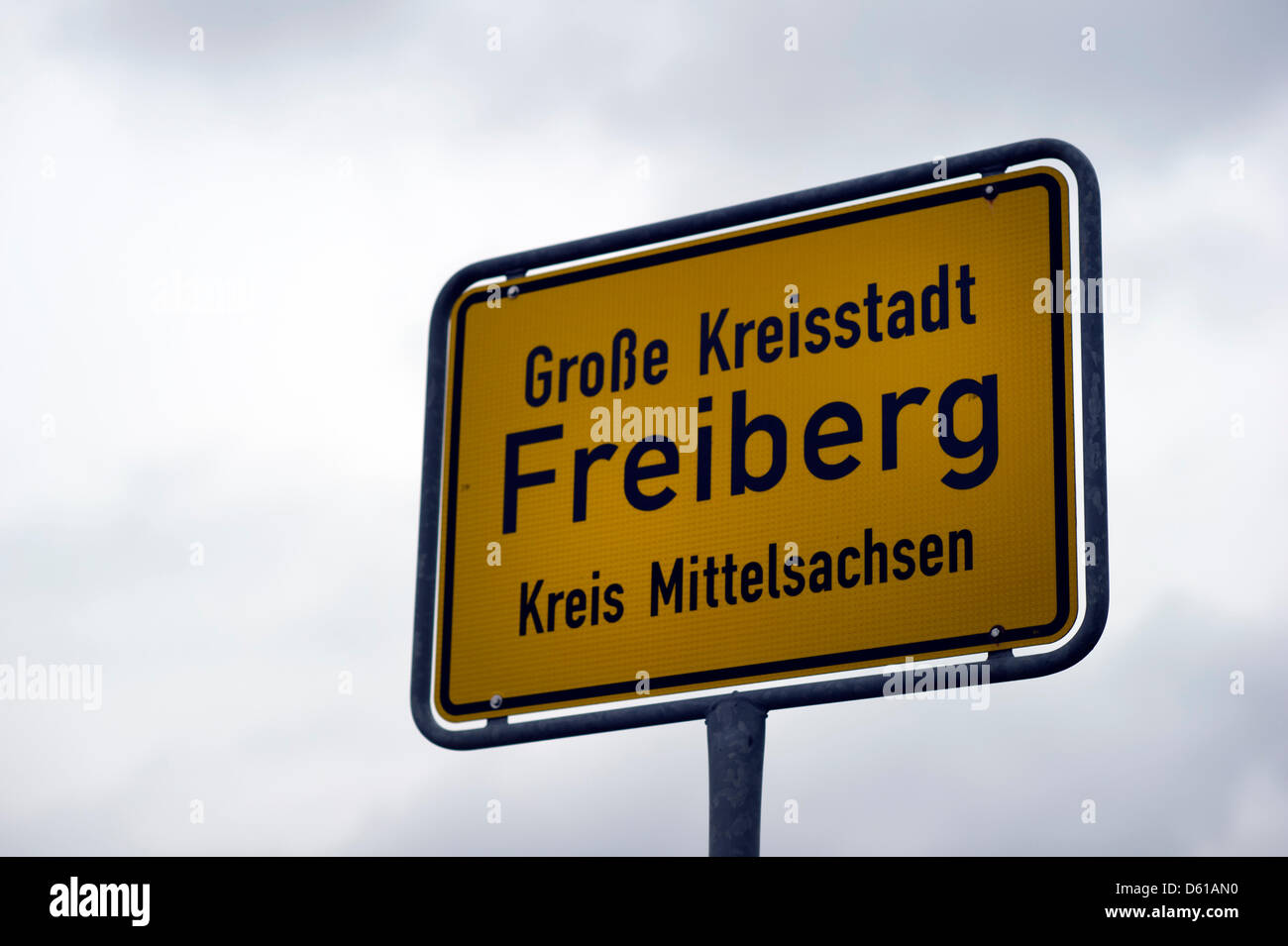 The pace name sign of the city 'Freiberg' is pictured on 12 April 2012 ...