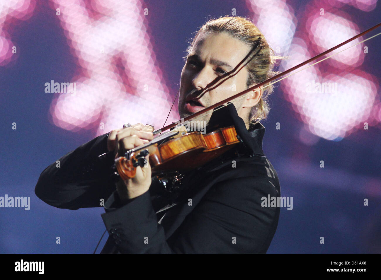 Violinist David Garrett is pictured on stage during the first concert ...