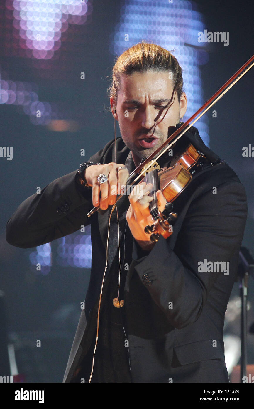 Violinist David Garrett is pictured on stage during the first concert ...