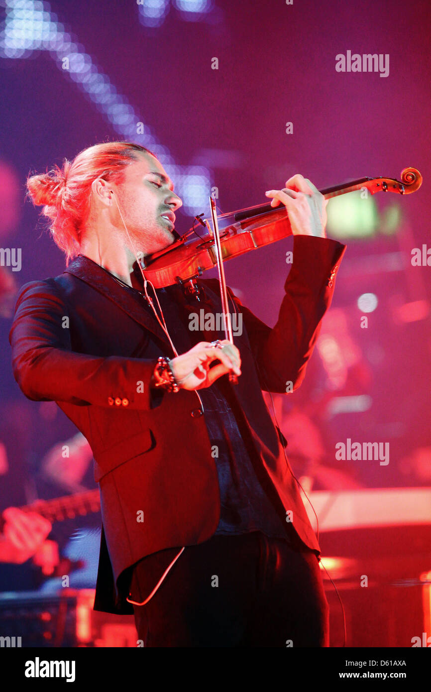 Violinist David Garrett is pictured on stage during the first concert ...