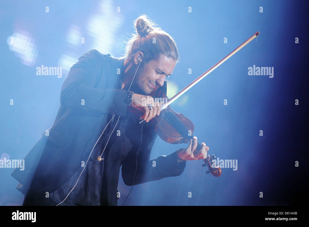 Violinist David Garrett is pictured on stage during the first concert ...