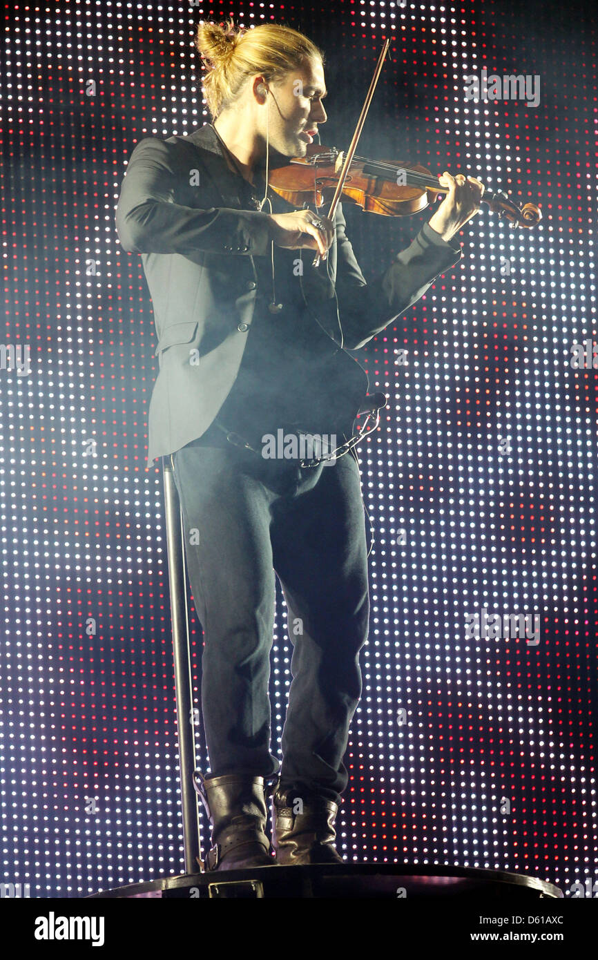 Violinist David Garrett is pictured on stage during the first concert ...