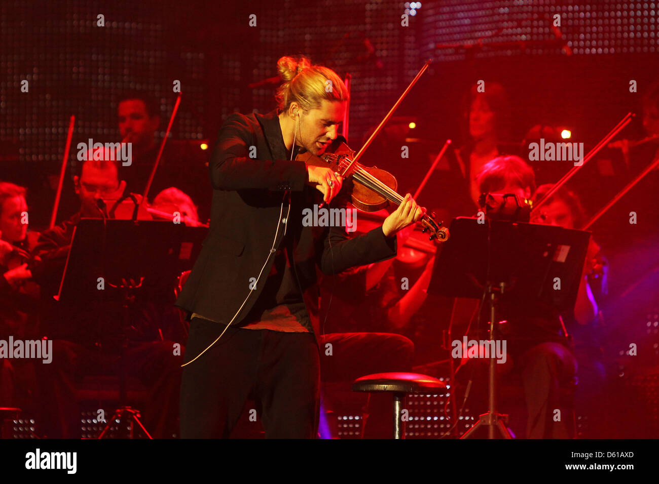 Violinist David Garrett is pictured on stage during the first concert ...