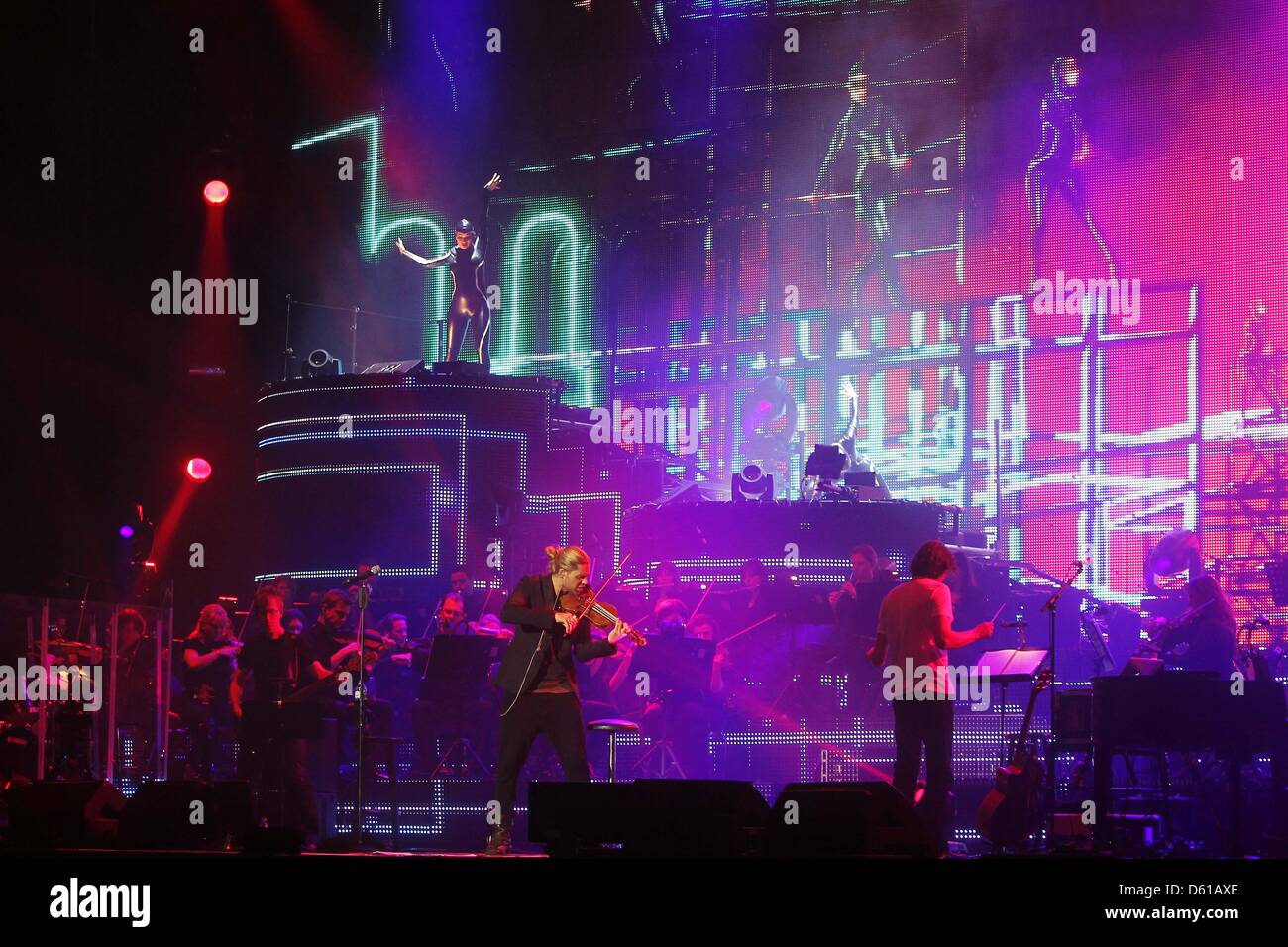 Violinist David Garrett is pictured on stage during the first concert ...