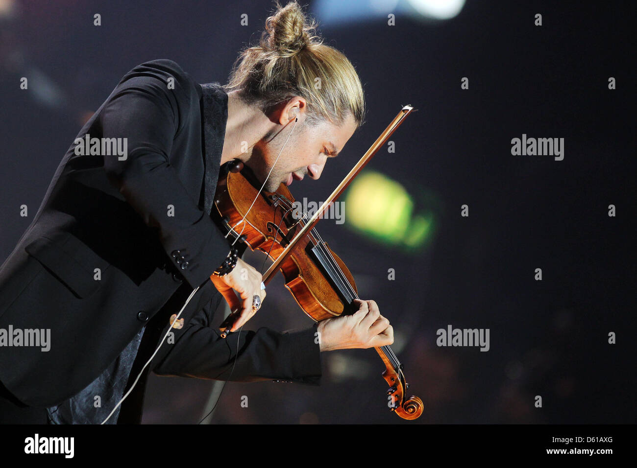 Violinist David Garrett is pictured on stage during the first concert ...