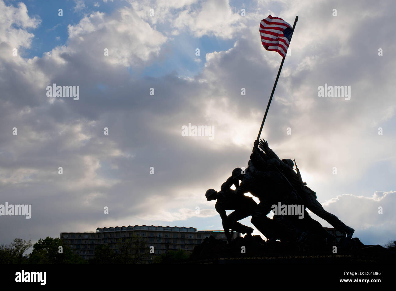 The US Marine Corps War Memorial, erected in 1954 after a design by ...