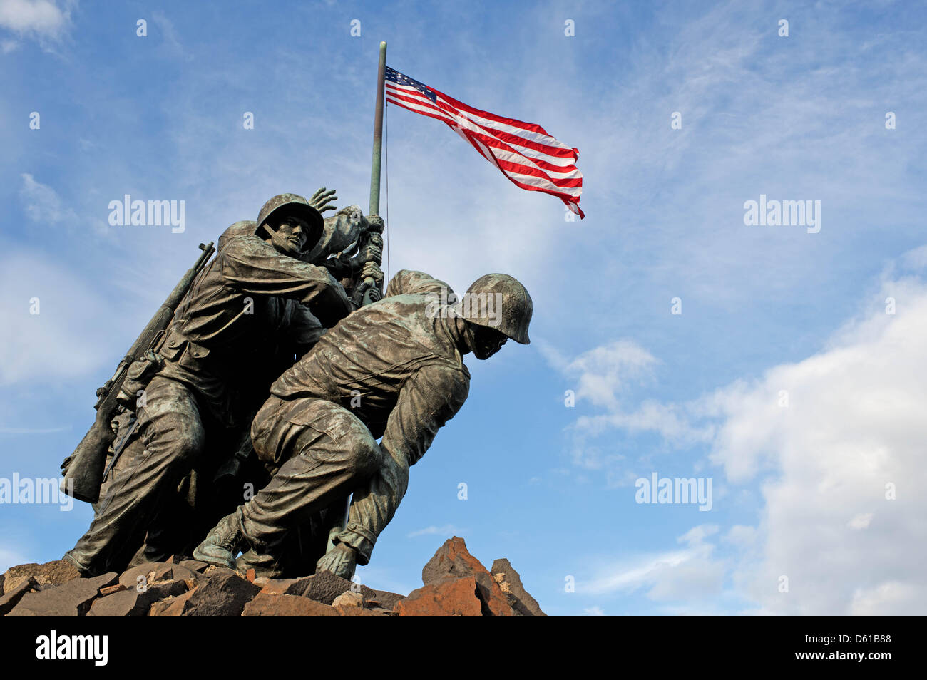 The US Marine Corps War Memorial, erected in 1954 after a design by ...