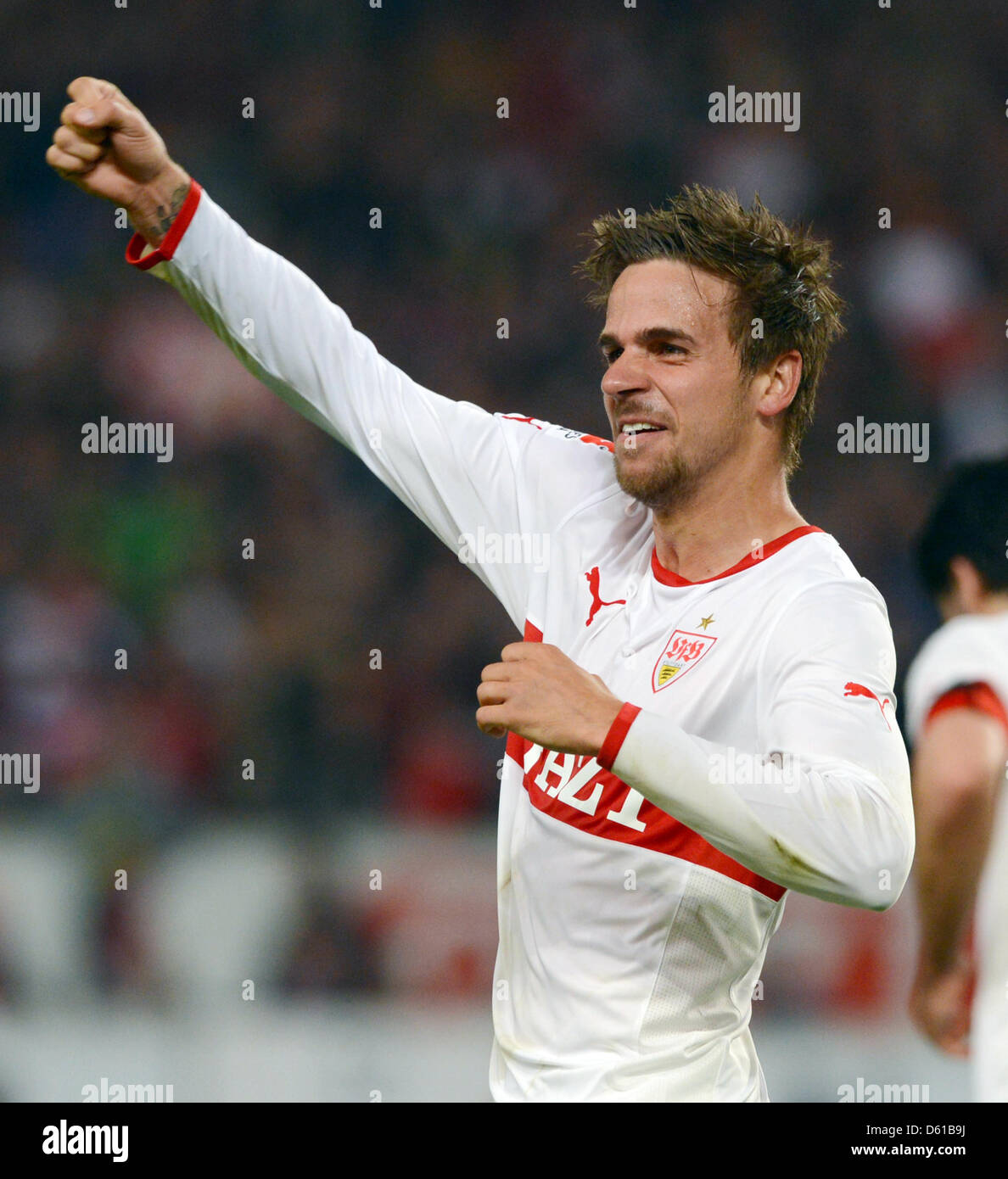 Stuttgart's Martin Harnik celebrates his 2-1 goal during the Bundesliga ...