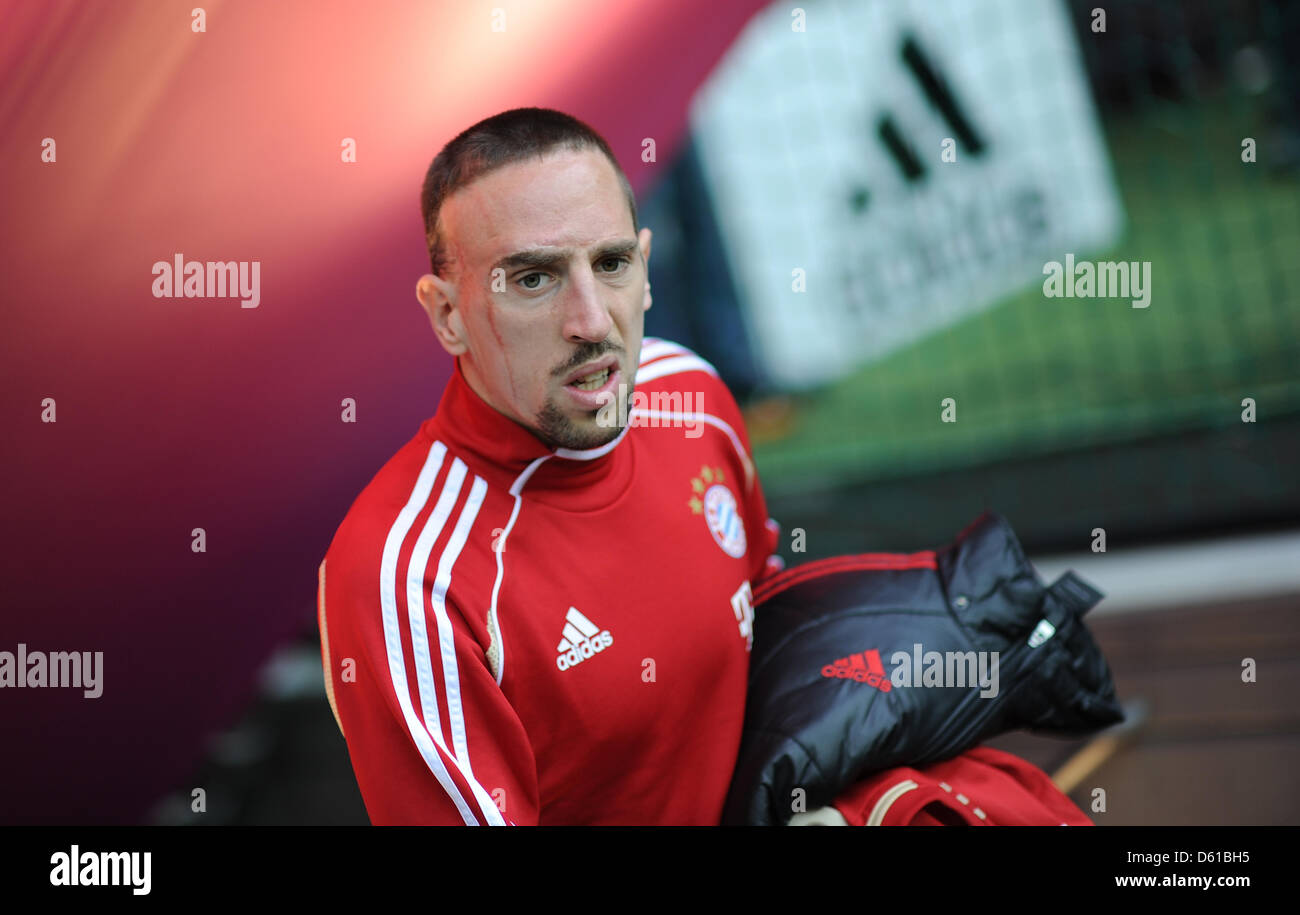 FC Bayern Munich's Franck Ribery walks to the pitch during the German ...