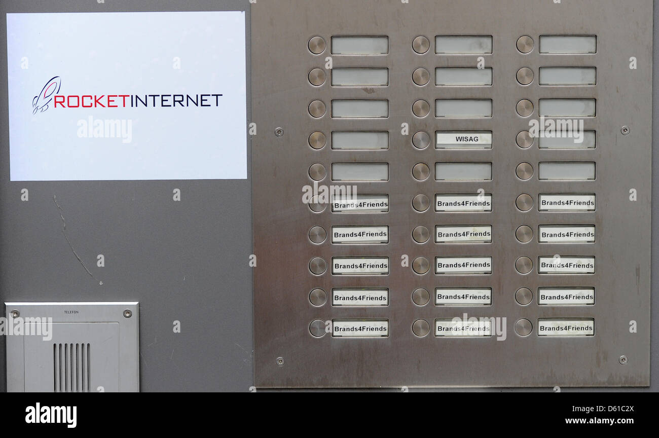 The logo of the Rocket Internet company is seen at its headquarters at ...