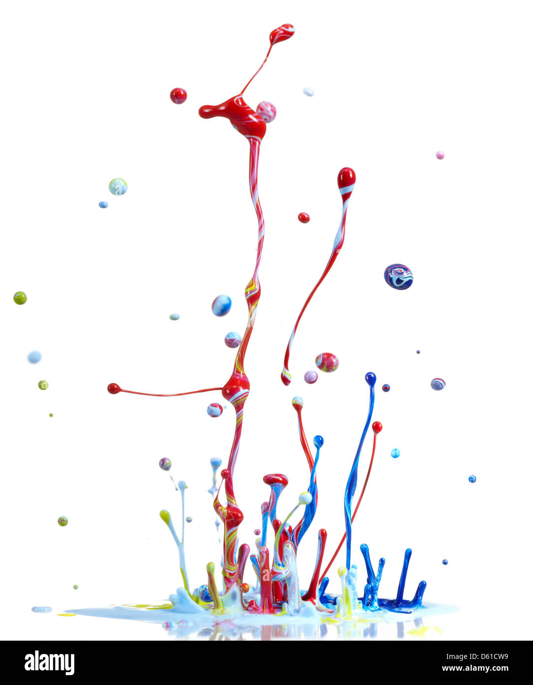 colorful paint jumping and dancing on white background Stock Photo - Alamy