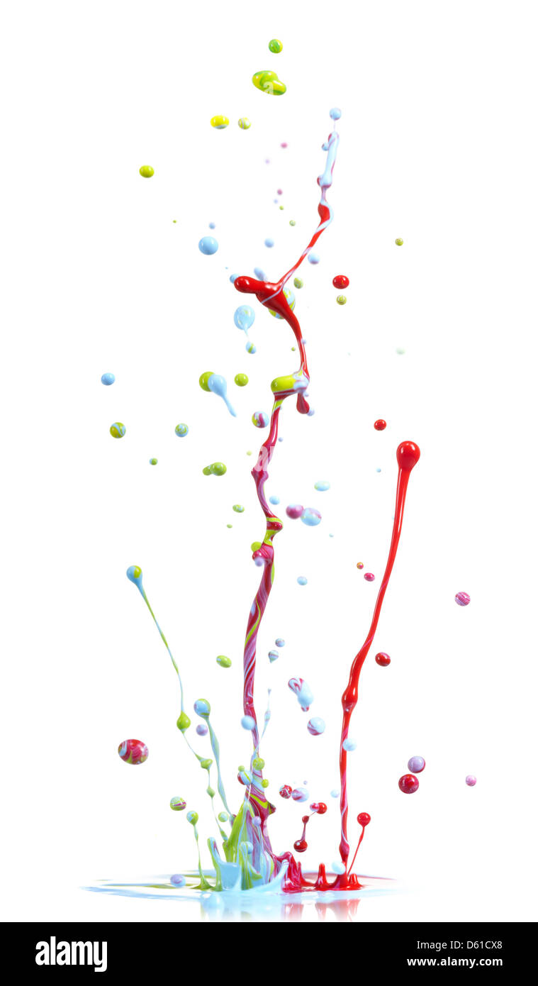 colorful paint splash isolated on white background Stock Photo - Alamy