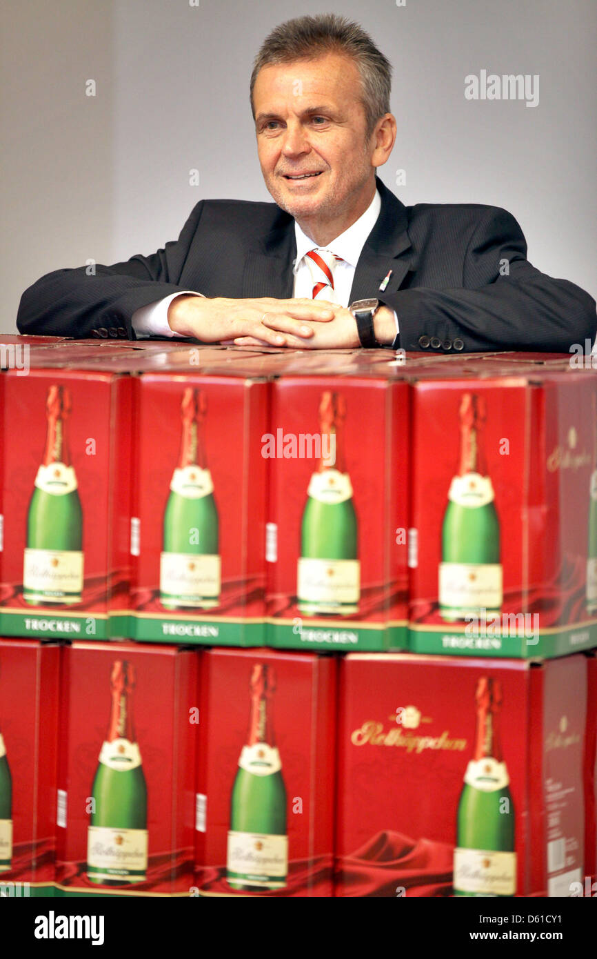 Rotkaeppchen-Mumm director Gunter Heise poses behind a selection of ...