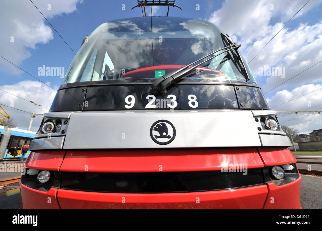 The new streetcar "ForCity" from Skoda Transportation travels during ...
