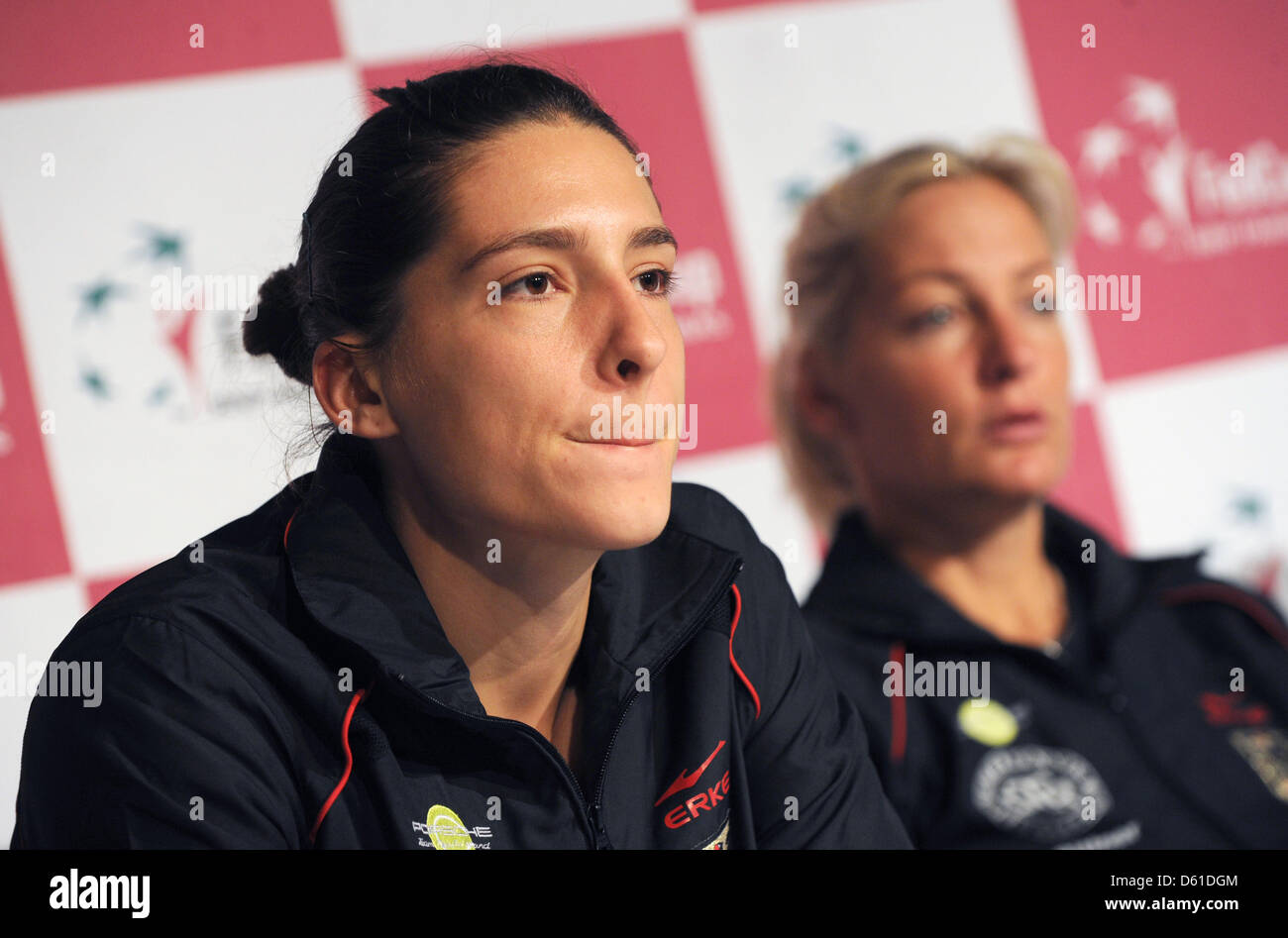 Tennis player Andrea Petkovic (L) and and team leader Barbara Rittner ...