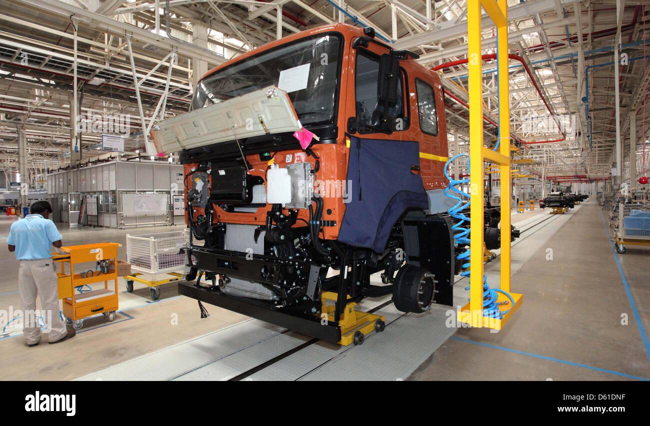 A truck of the new Daimler brand Bharat-Benz is assembled at the new ...