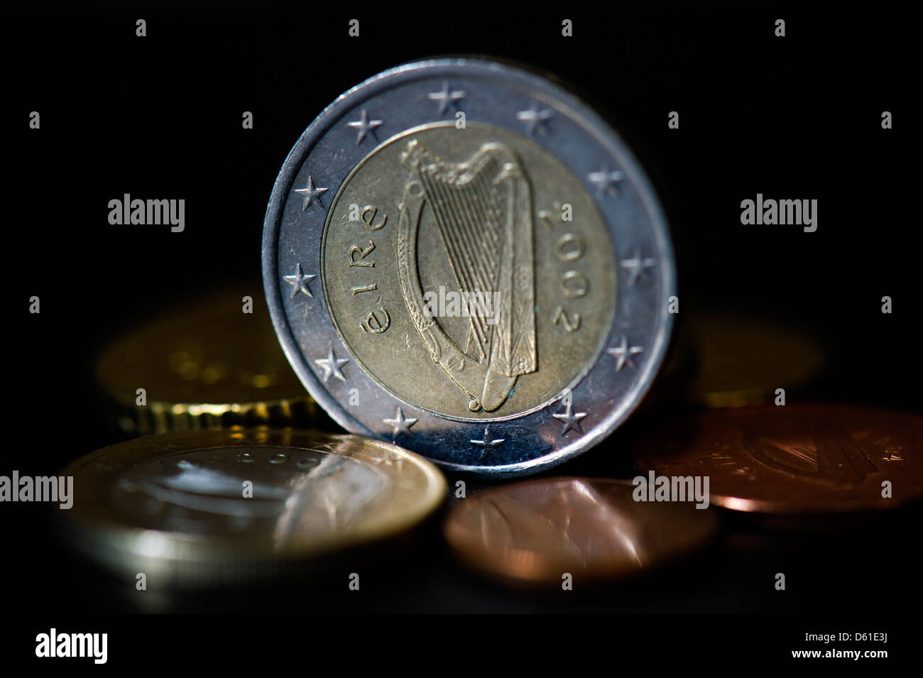 Illustration - Irish euro coins on a table in Dresden, Germany, 18 ...