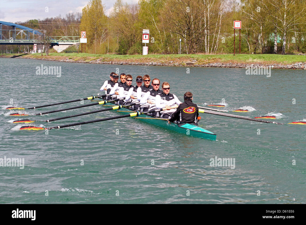 Germany's rowing men's eight with cox Martin Sauer (R-L), Kristof Wilke ...