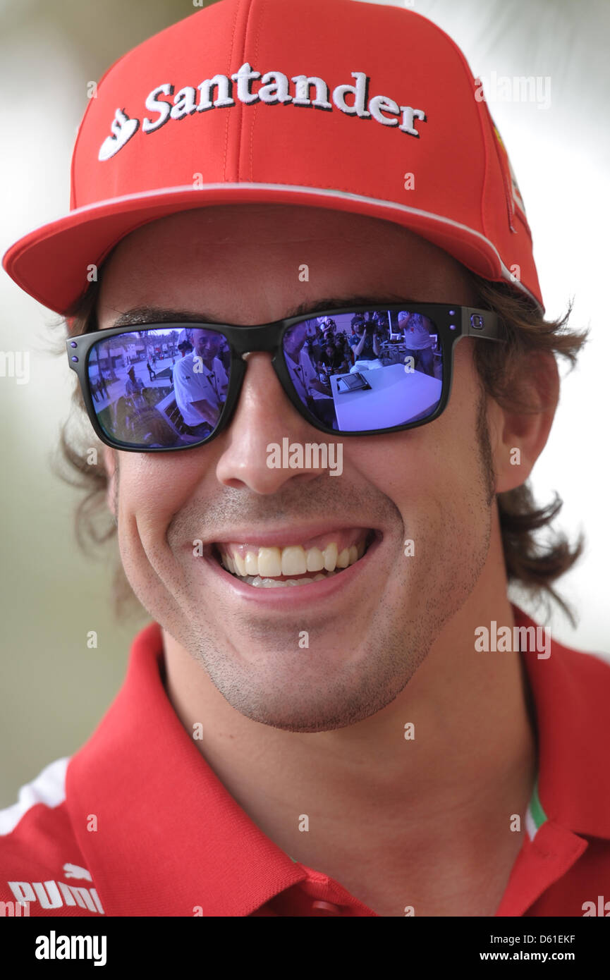 Spanish Formula One driver Fernando Alonso of Ferrari smiles in the ...
