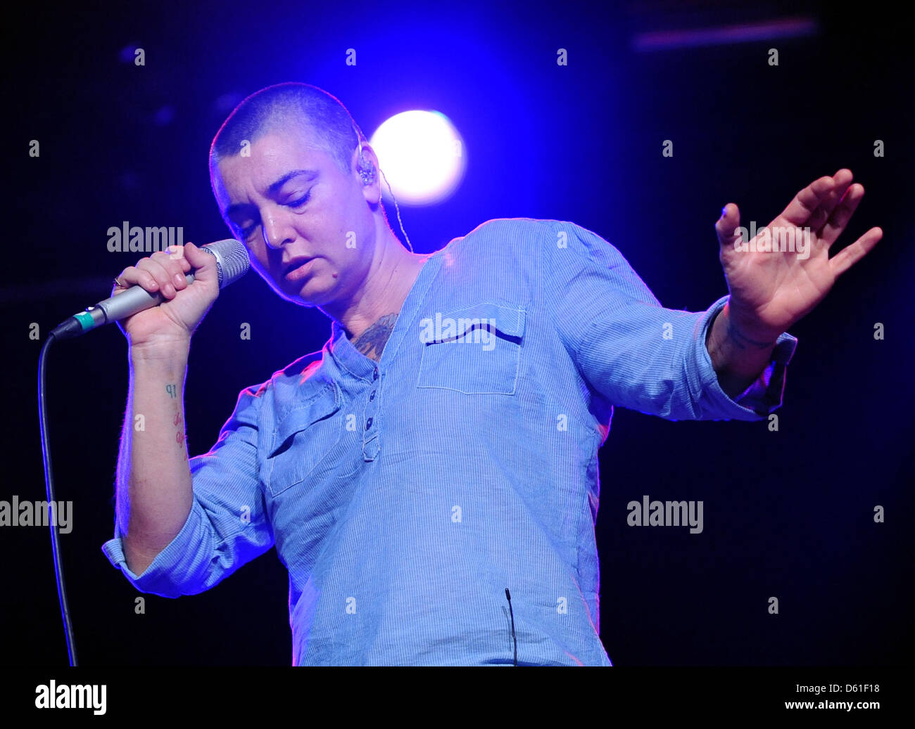 Irish singer song-writer Sinéad O'Connor stands on stage as she ...
