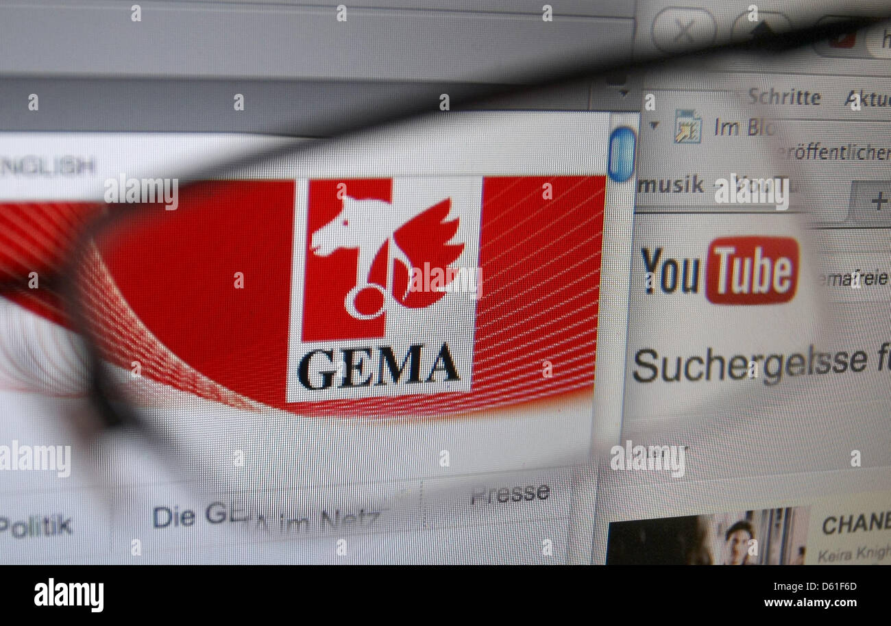 ILLUSTRATION - The websites of German performance rights organization ...