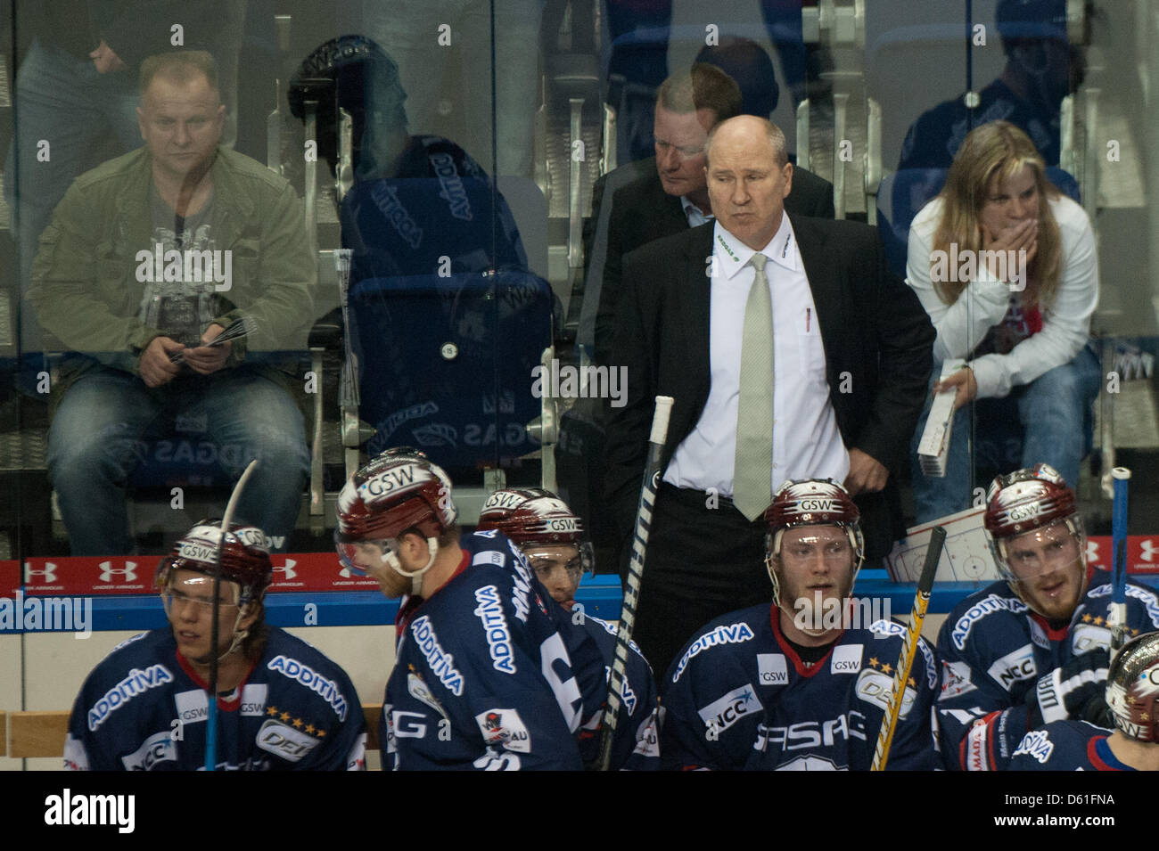 Berlin's head coach Don Jackson (TOP) is pictured during the ice hockey ...
