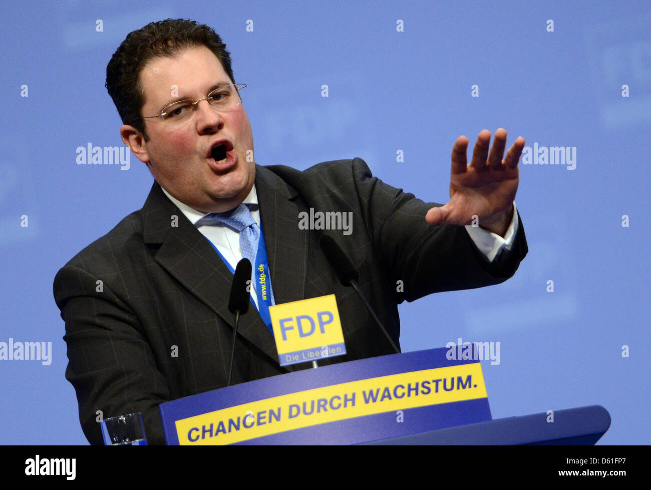 Designated Secretary-General of the FDP Patrick Doering speaks at the ...