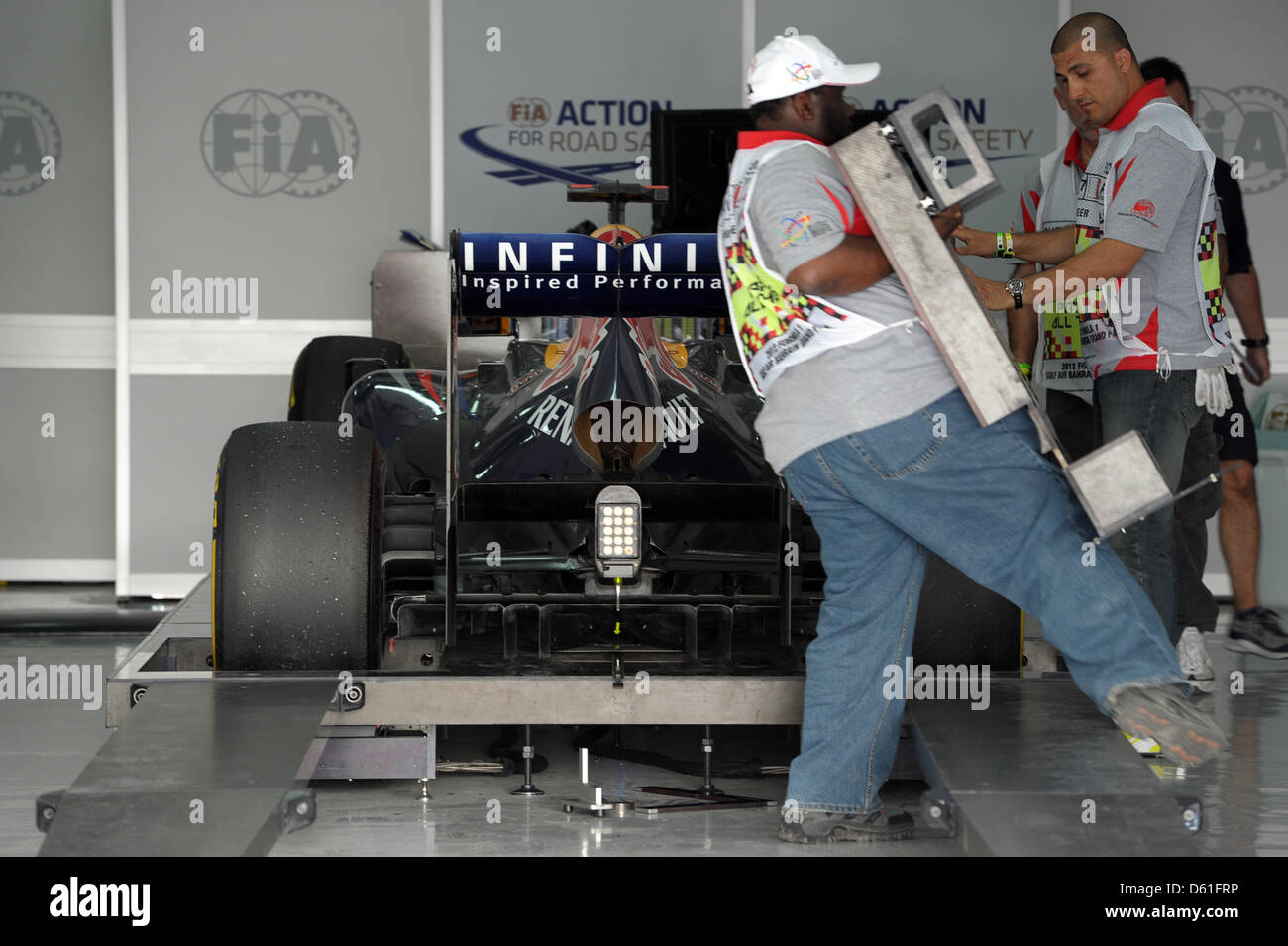 The car of German Formula One driver Sebastian Vettel of Red Bull at ...